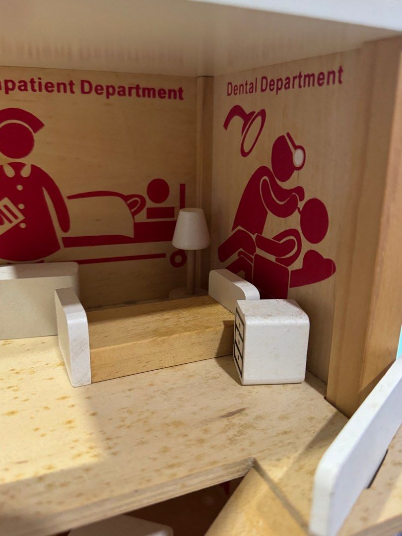 Wooden hospital building block, Hobbies & Toys, Toys & Games on Carousell
