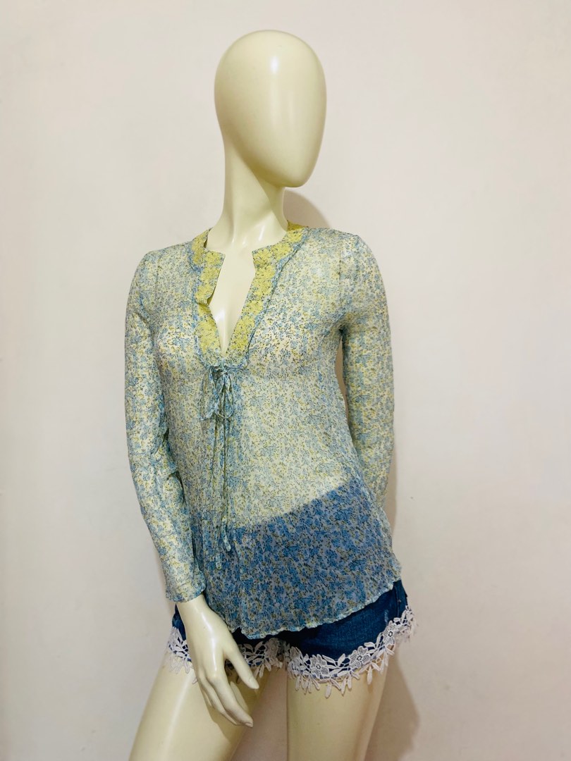 ZARA Silk Sheer Top, Women's Fashion, Tops, Blouses on Carousell