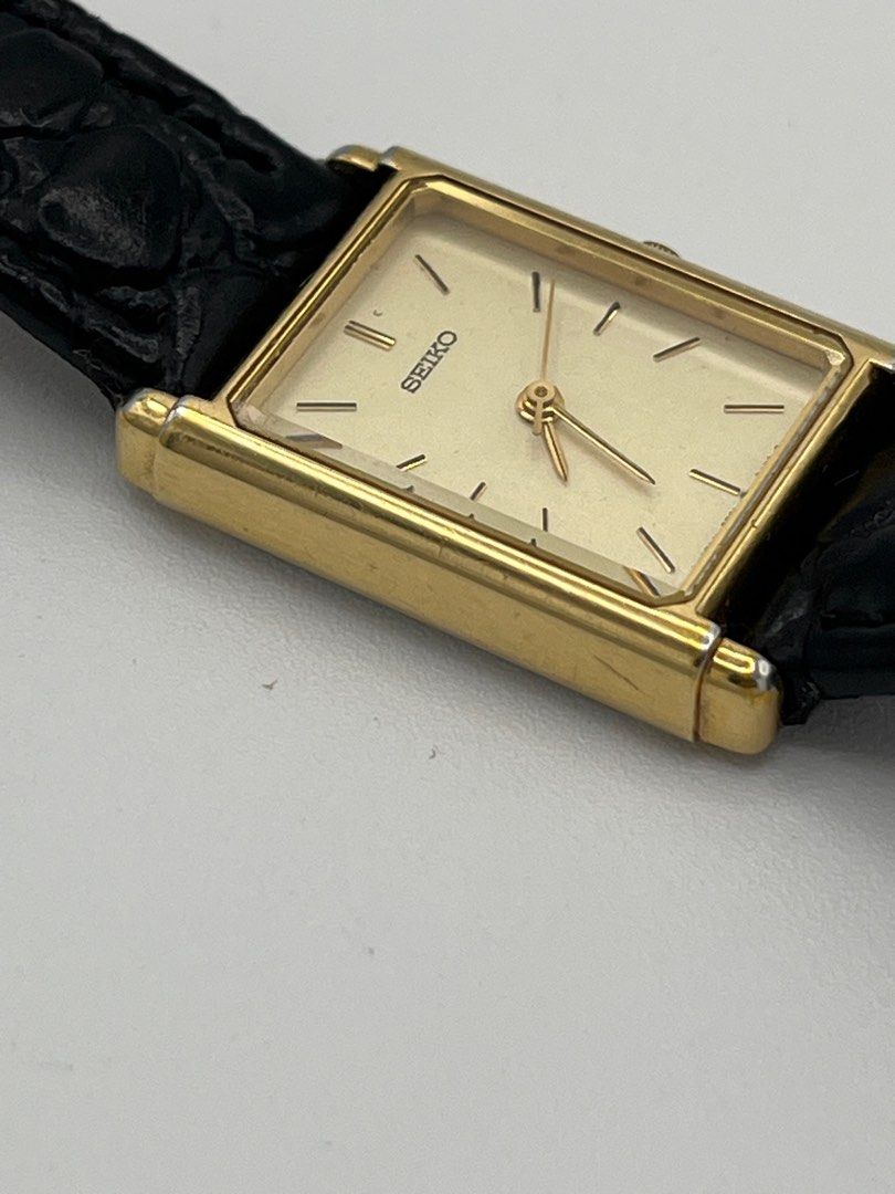 1980s Seiko Tank Gold Champagne Dial, Luxury, Watches on Carousell
