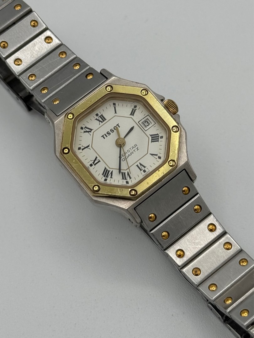 1980s Tissot Seastar ‘Santos’ Octagon White Roman Dial, Luxury, Watches ...