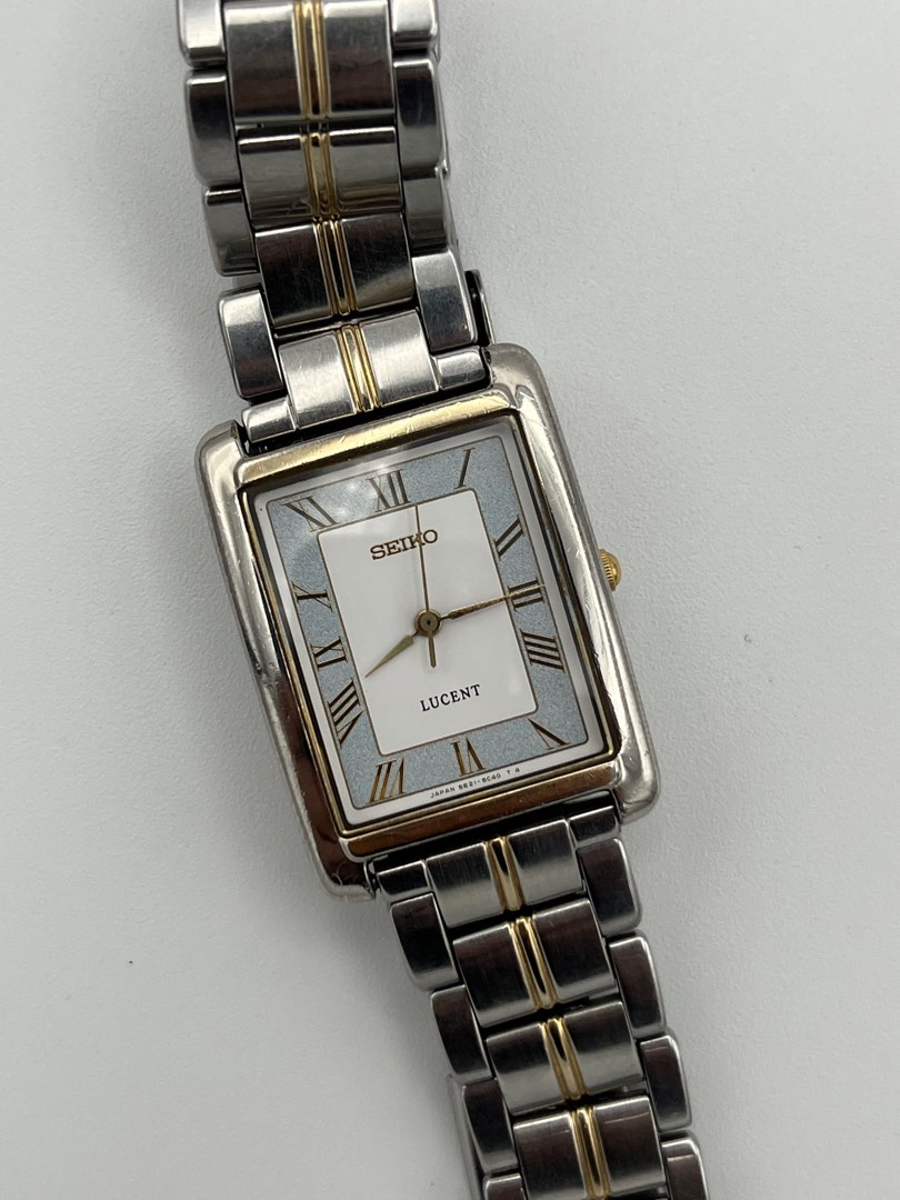 1990s Seiko Lucent Tank Roman Dial, Luxury, Watches on Carousell