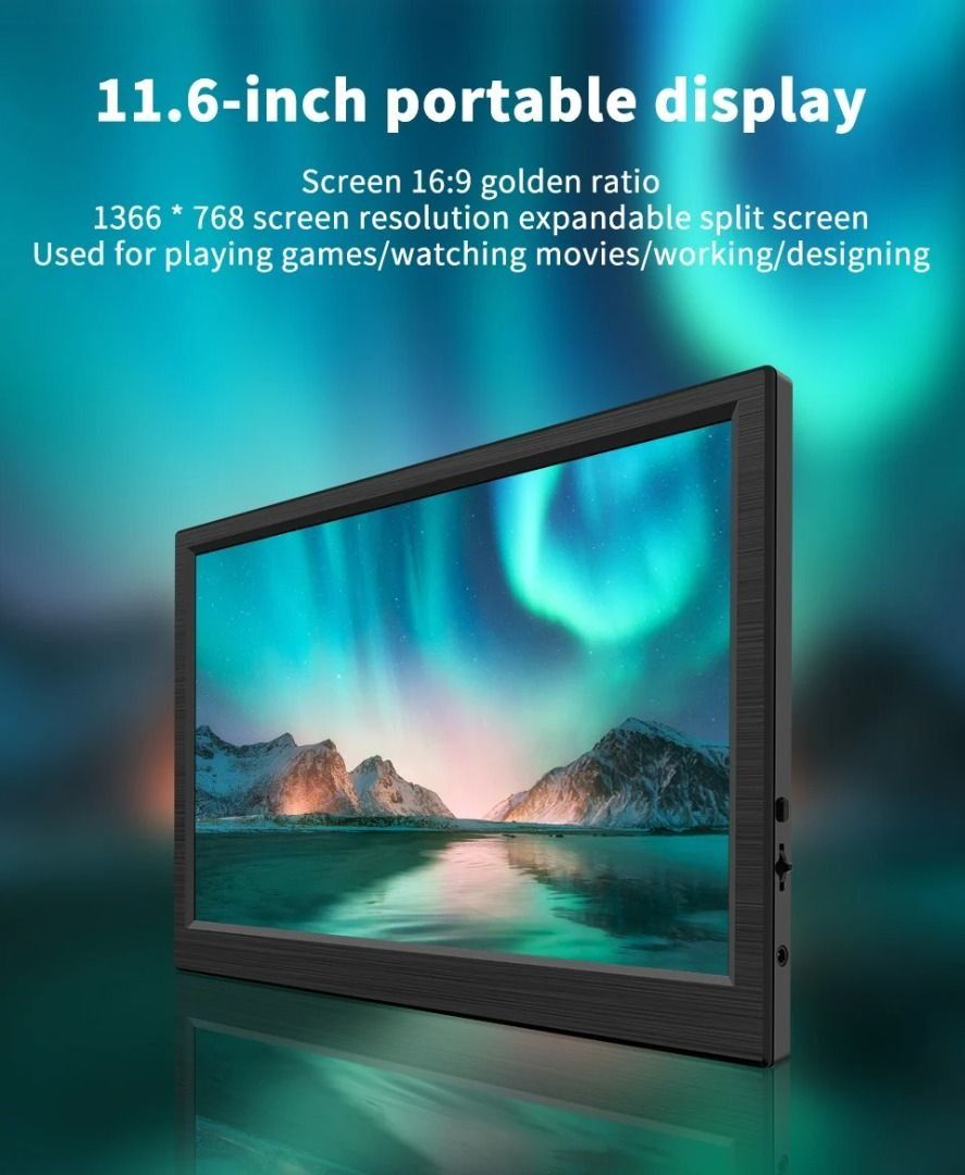[Same or Next Day Delivery] 11.6 Inch Portable Monitor HDMI-Compatible ...