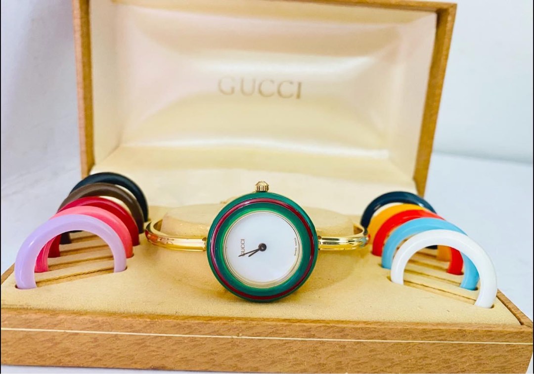 Authentic Gucci Bangle Interchangeable Bezel Watch for Ladies, Women's ...