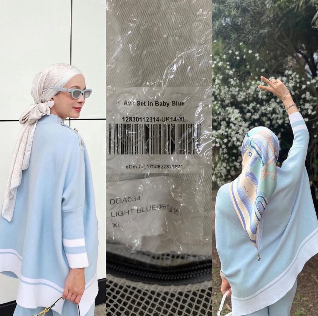 Ava set baby blue Duck RTW, Women's Fashion, Muslimah Fashion, Baju ...