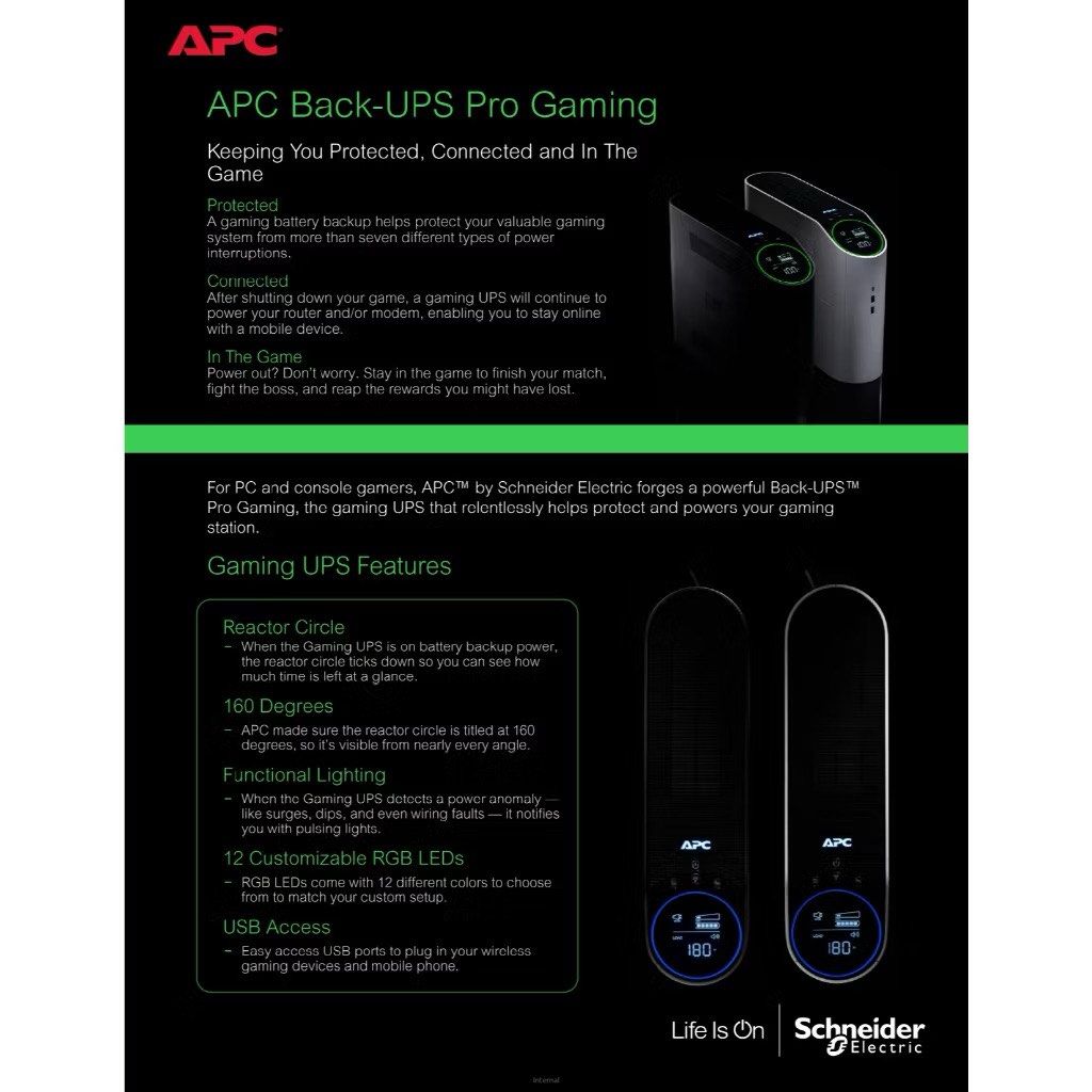 APC UPS BGM2200-MSX - APC Back-UPS Pro 2200VA for Gaming, 230V, Pure Sinewave, LCD, Color:White ...