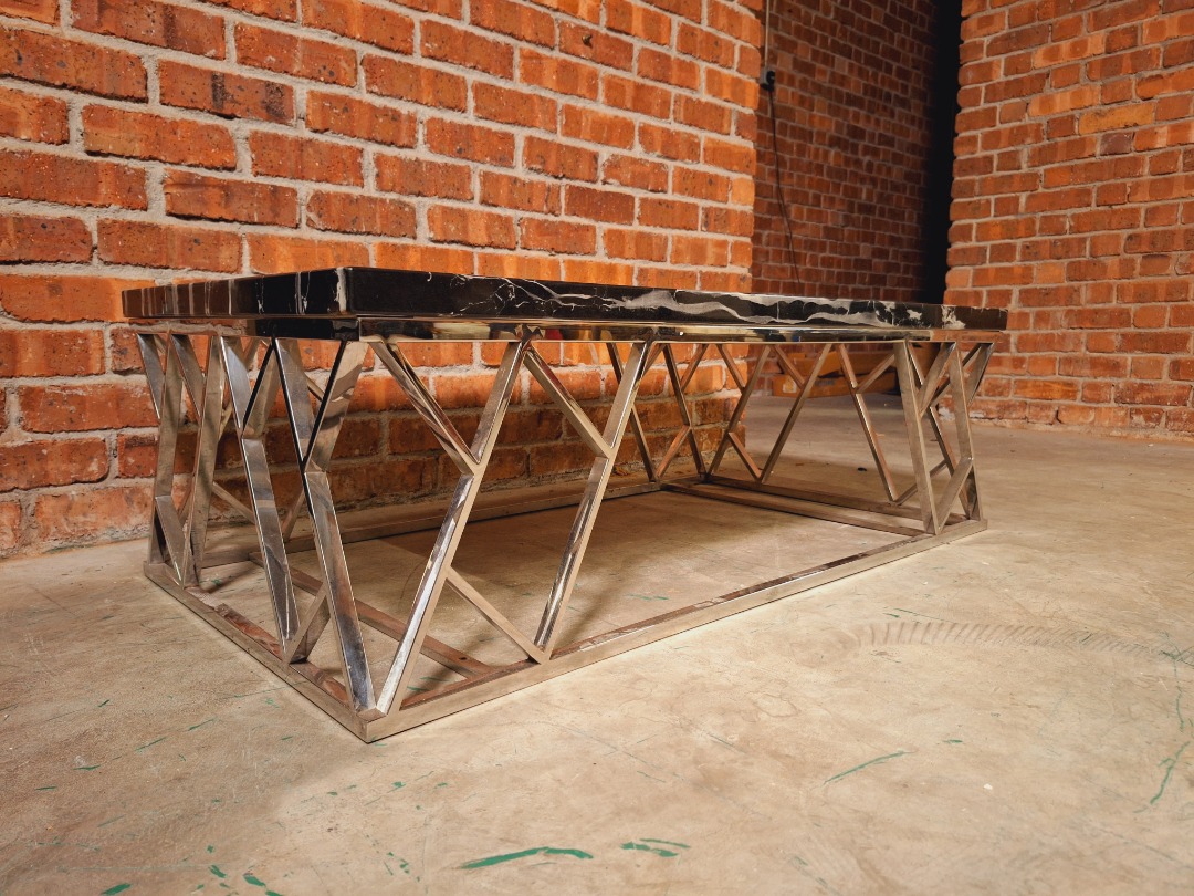 Black Marble Top Designer Coffee Table | Meja Kopi Pereka Permukaan ...