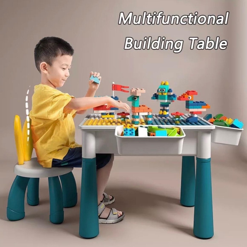 Building Blocks Table with Chair and Blocks Kids Table and Chair Set ...