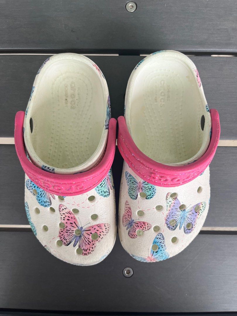 Crocs Girls Original (Butterfly), Babies & Kids, Babies & Kids Fashion ...