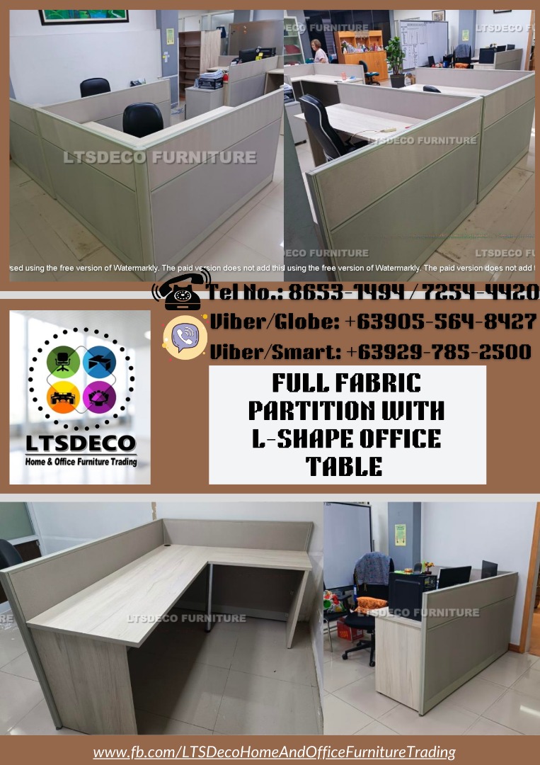 FABRIC CUBICLE WITH L-SHAPE TABLE OFFICE PARTITION FURNITURE, Furniture ...