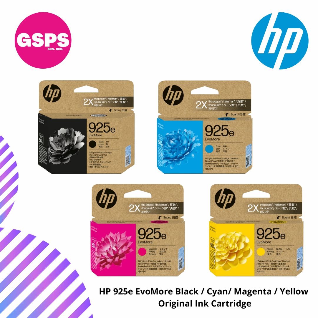 HP 925e EvoMore Black / Cyan/ Magenta / Yellow Original Ink Cartridge ...