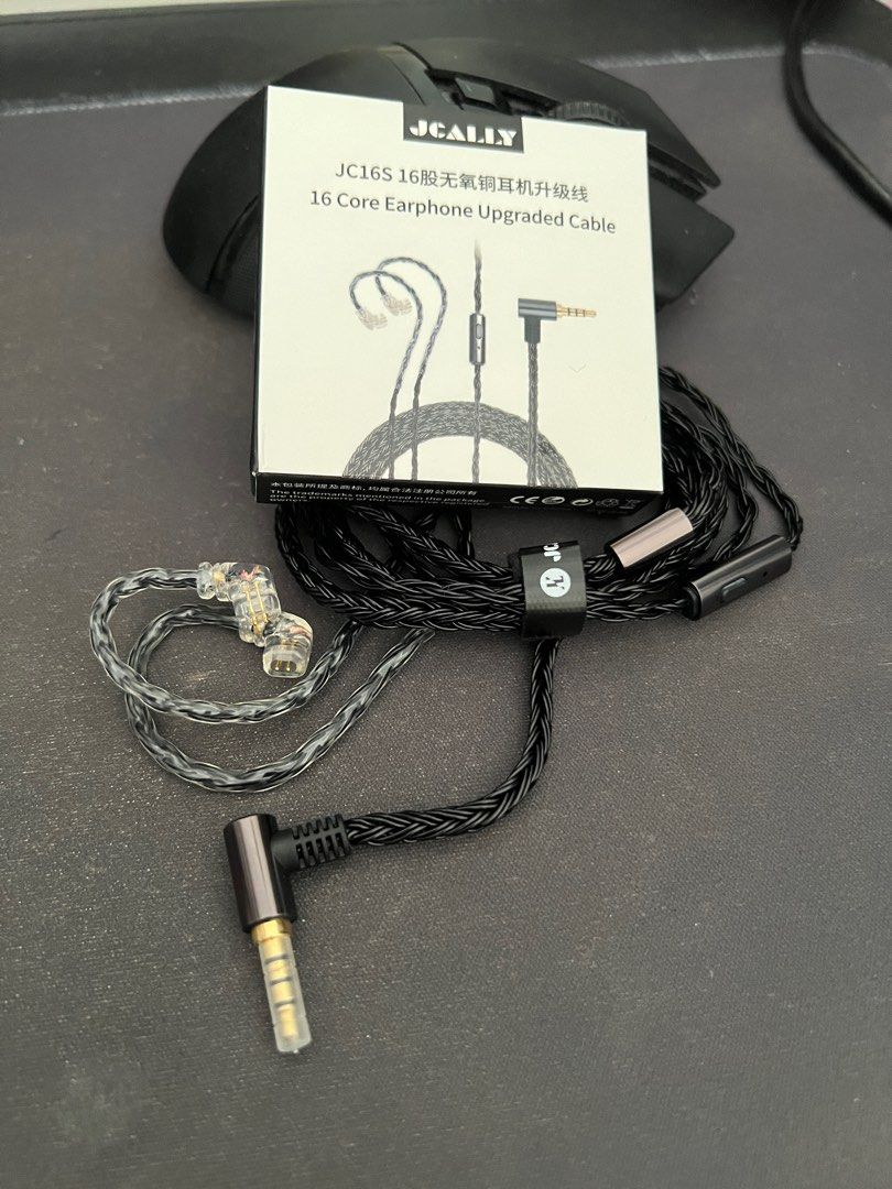 (IEM Mic) JCALLY JC16S QDC/ 0.78mm 2Pin HiFi Tri-Band High Resolution Microphone 16 Core 5N OFC ...