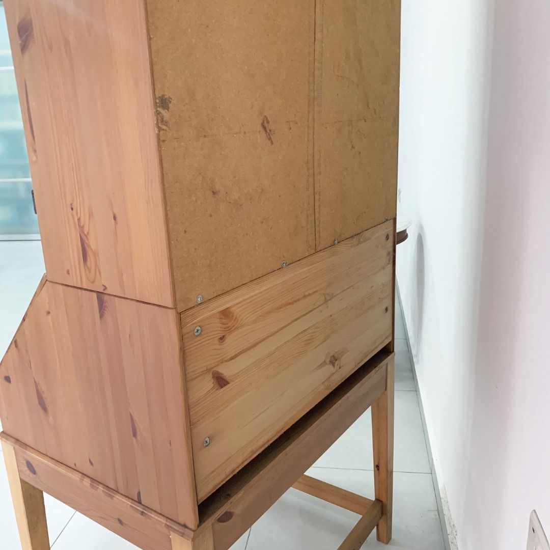 IKEA Wooden Writing Computer Desk and Top Cabinet with Shelves + Doors ...