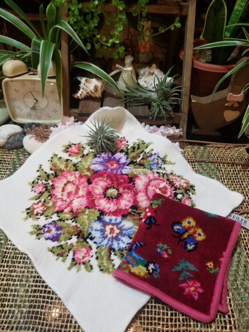 Japan Quality Feiler Floral & Butterfly design Face towel x 2 ...