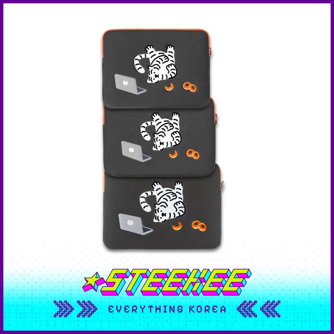 MUZIK TIGER Doughnut White Tiger Laptop Tablet Ipad Pouch Sleeve Grey ...