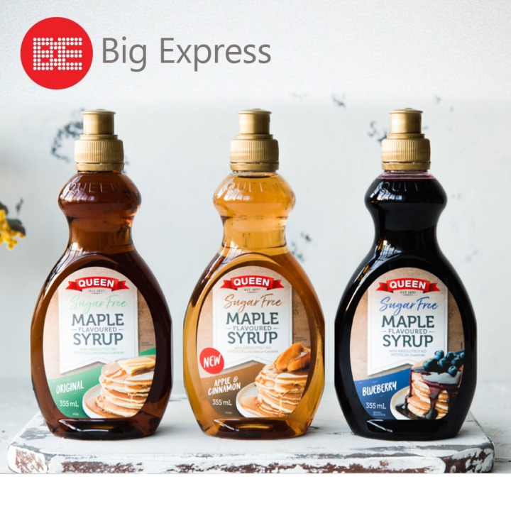 QUEEN Maple Syrup Sugar Free 355ml - Original / Apple & Cinnamon, Food ...