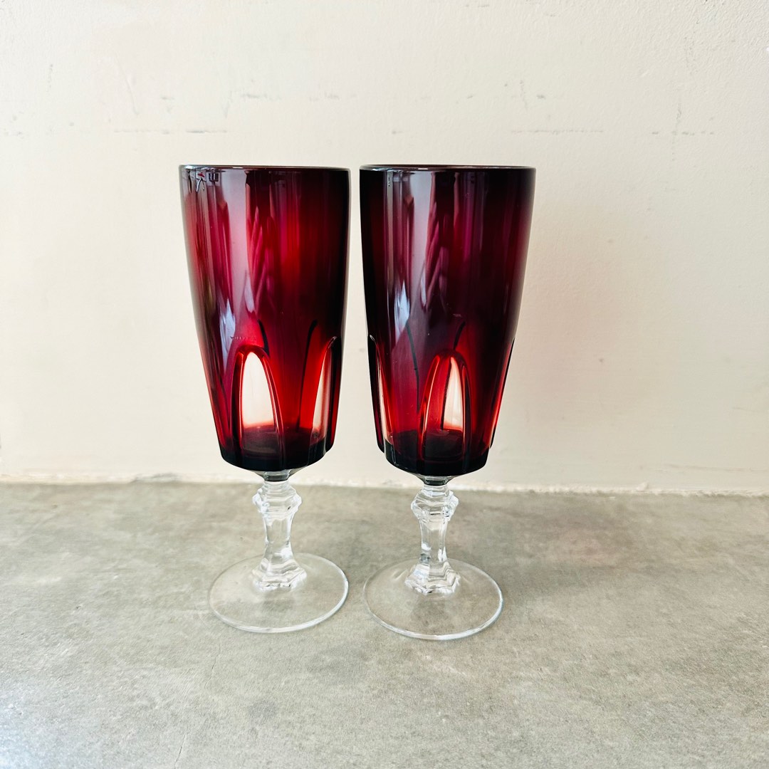 RUBY RED LUMINARC Arcoroc Cristal d’Arques Glasses - Set of 2 ...