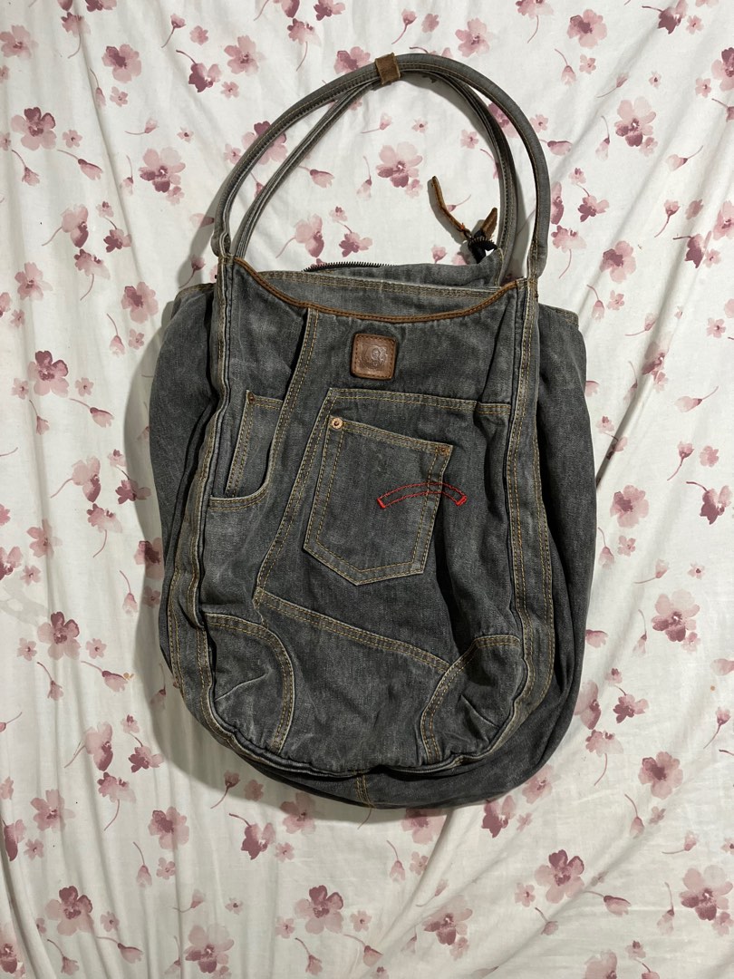 Vintage Salad Gal Denim Leather Streetwear Gothic Hobo y2k Shoulder Bag, Luxury, Bags & Wallets ...