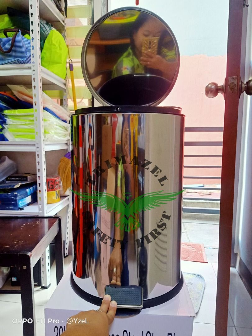 STAINLESS TRASH BIN 20 LITERS, Furniture & Home Living, Cleaning ...