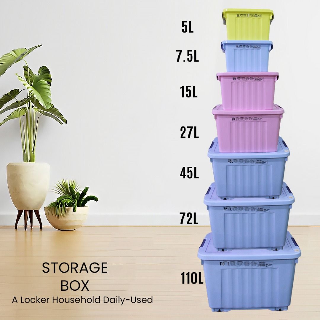 Storage Box Colored Big Size Home Organizers 55L / 72L / 110 Liters ...