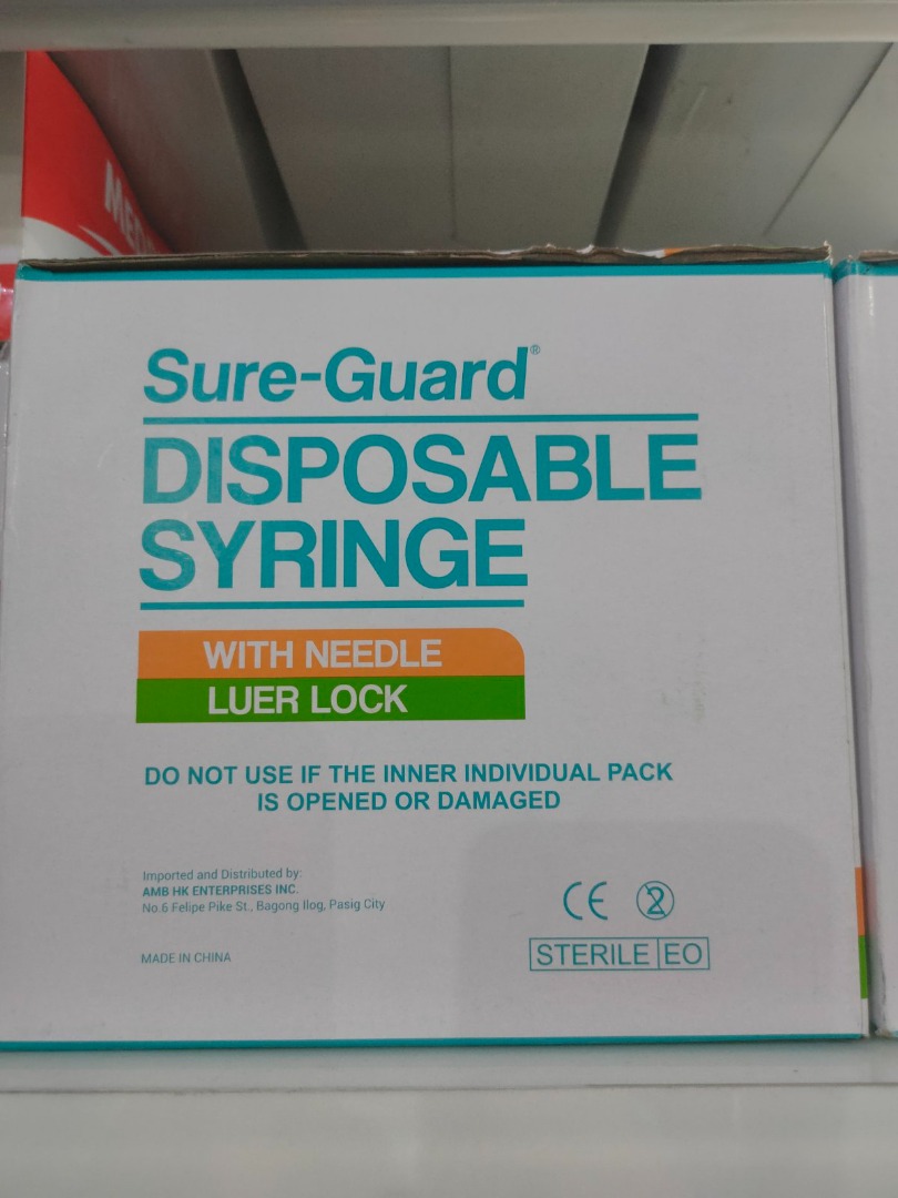 SUREGUARD DISPOSABLE SYRINGE LUER LOCK, Health & Nutrition, Medical ...