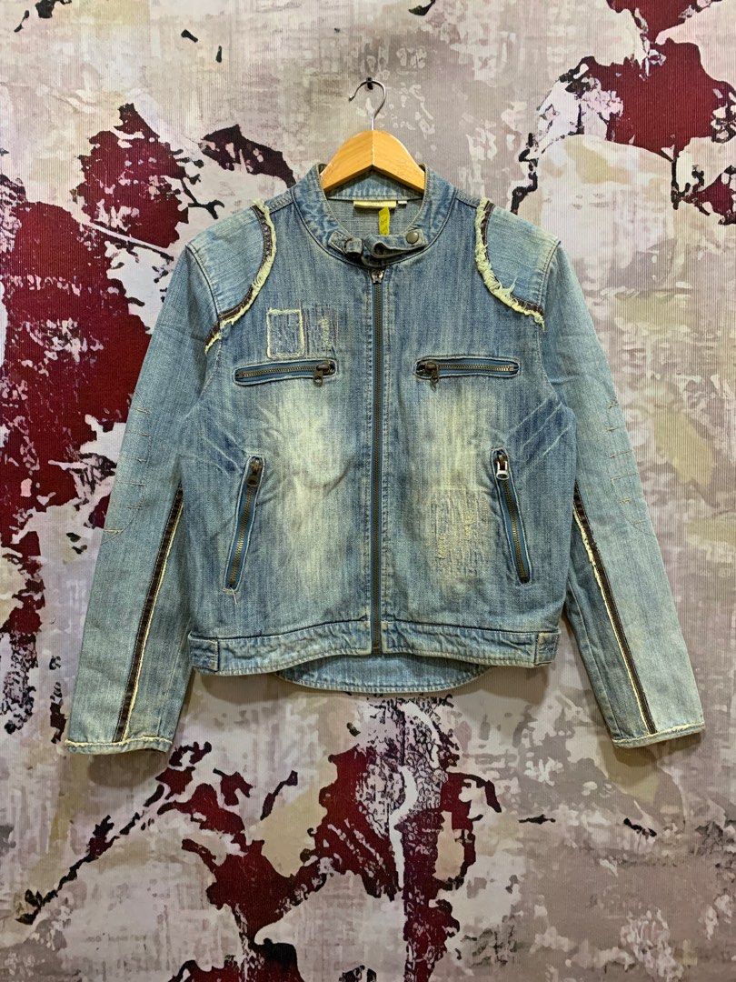 Vintage Designer Denim Jacket Distressed Men/Women, Women's Fashion ...