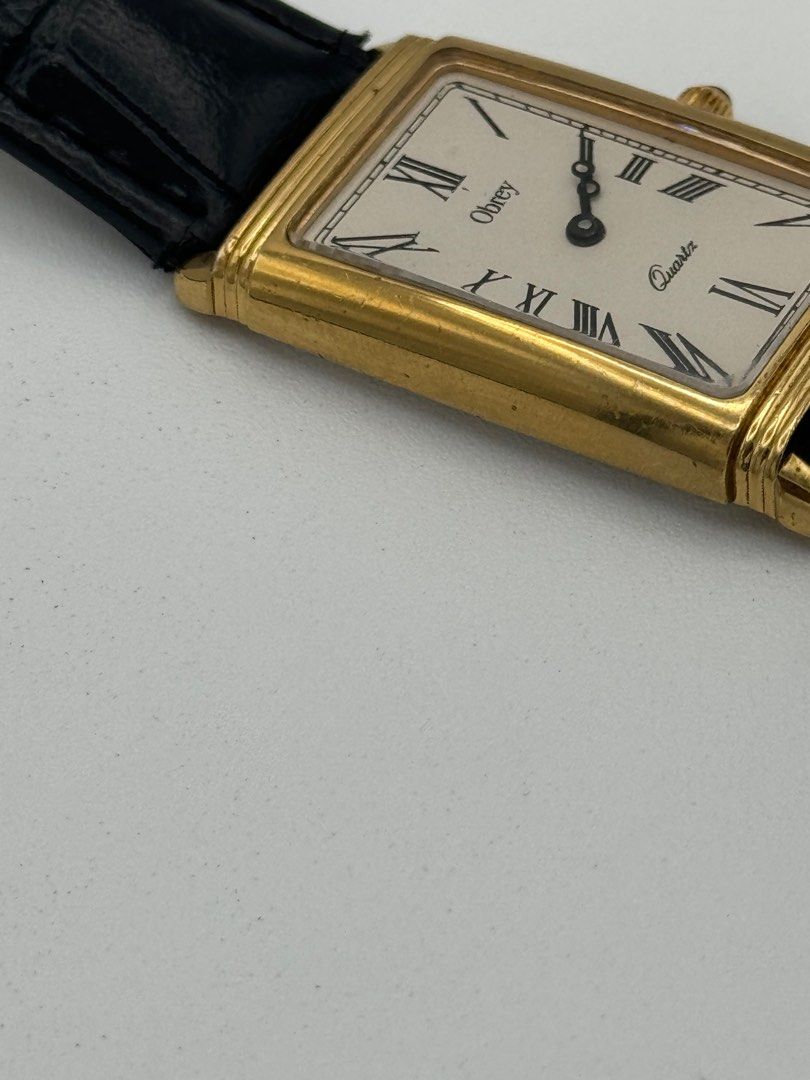 Vintage Obrey Paris Tank Roman Dial, Luxury, Watches on Carousell