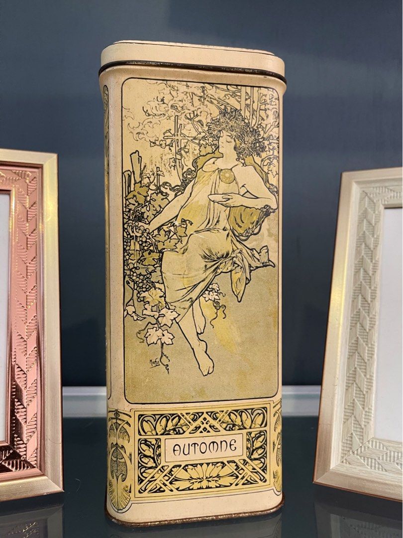 Vintage Set Mucha Art Frame & Old Tin, Hobbies & Toys, Collectibles ...