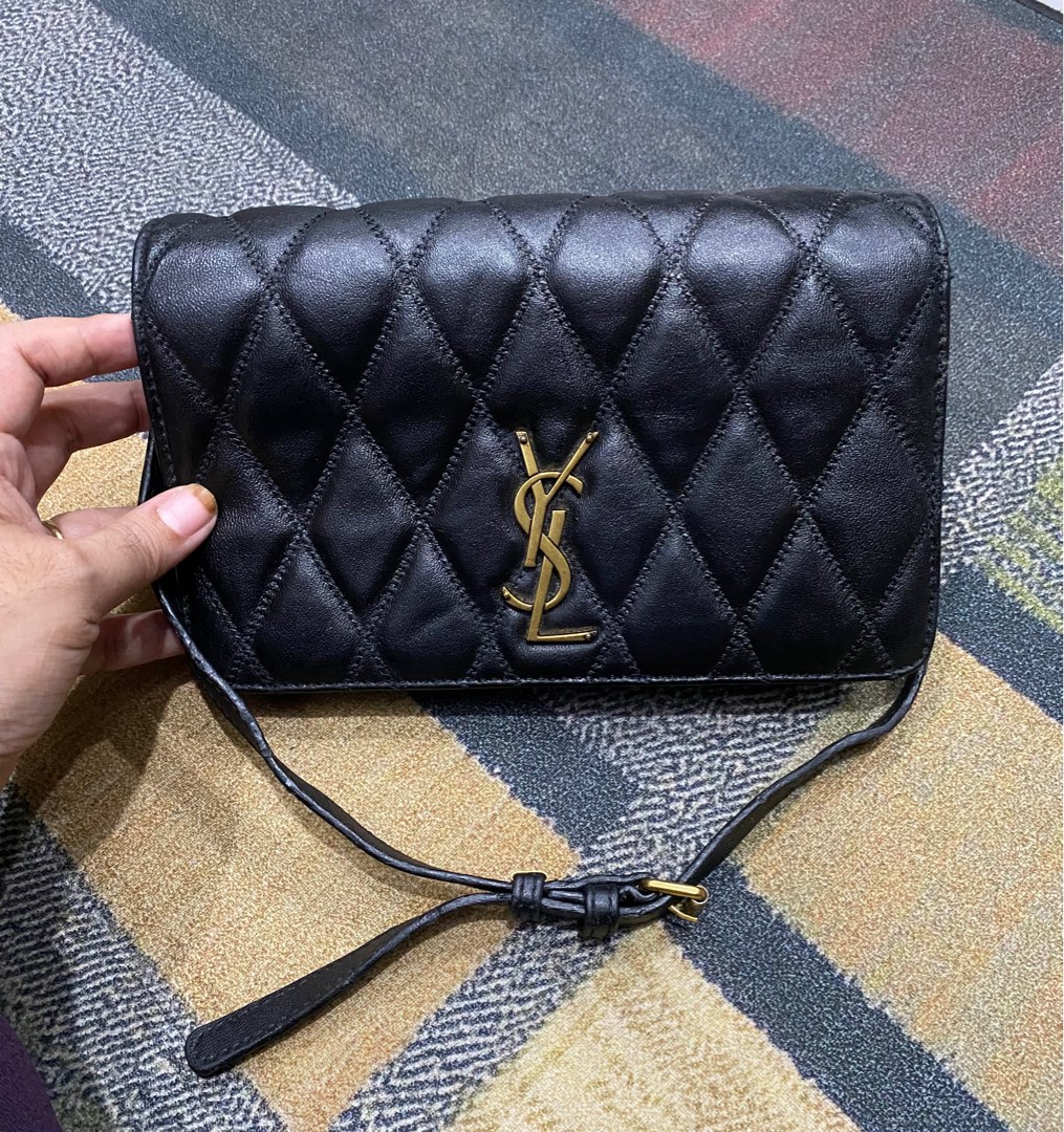 YSL Lambskin Diamond Quilted Monogram Angie Chain Bag, Women's Fashion ...