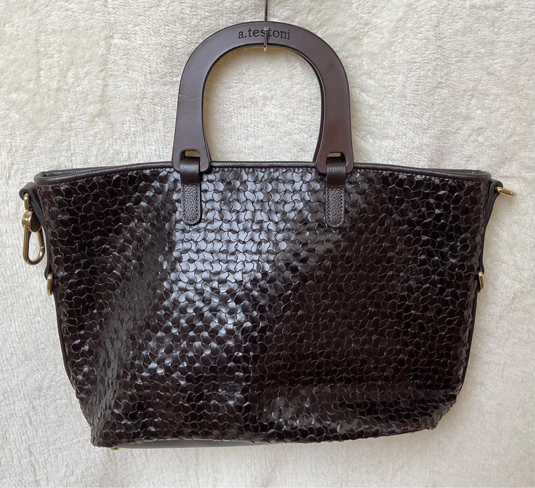 A. Testoni Italy woven bag, Luxury, Bags & Wallets on Carousell