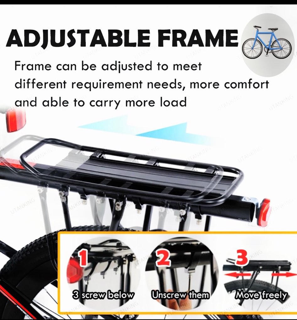 Adjustable Bicycle Rear Carrier/Rack Seat Belakang Basikal, Sports ...