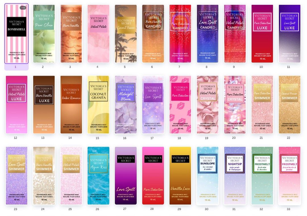 Bath & Body Works and Victoria’s Secret Template for decant stickers ...