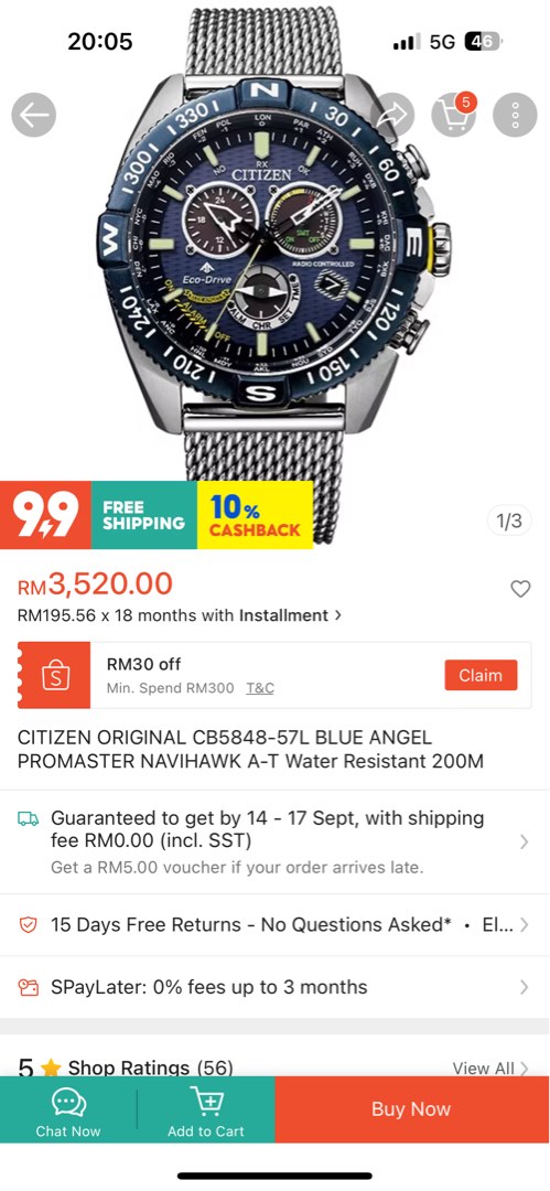 Citizen promaster navihawk blue angle, Luxury, Watches on Carousell