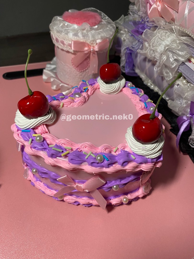 Fake Cake/Faux Cake Decoden Jewelry Box Cute Coquette Pink Jewelry Box ...