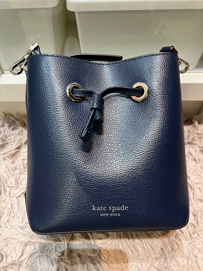 Kate Spade Eva Small Bucket(Navy), Luxury, Bags & Wallets on Carousell