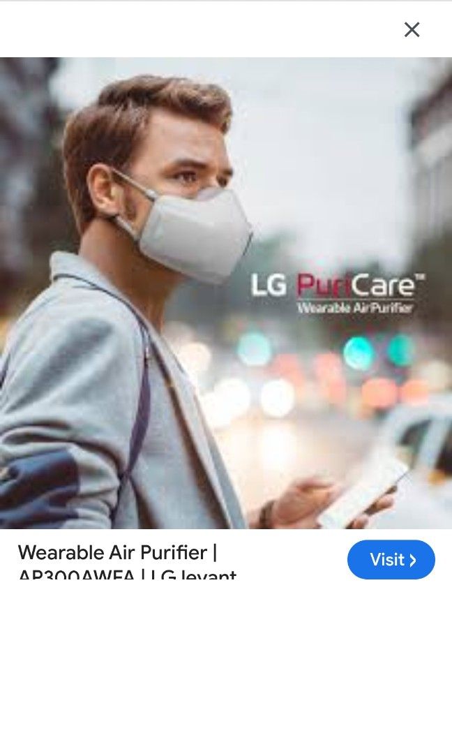 LG puricare Wearable Air Purifier Mask Gen 1, Health & Nutrition, Face ...