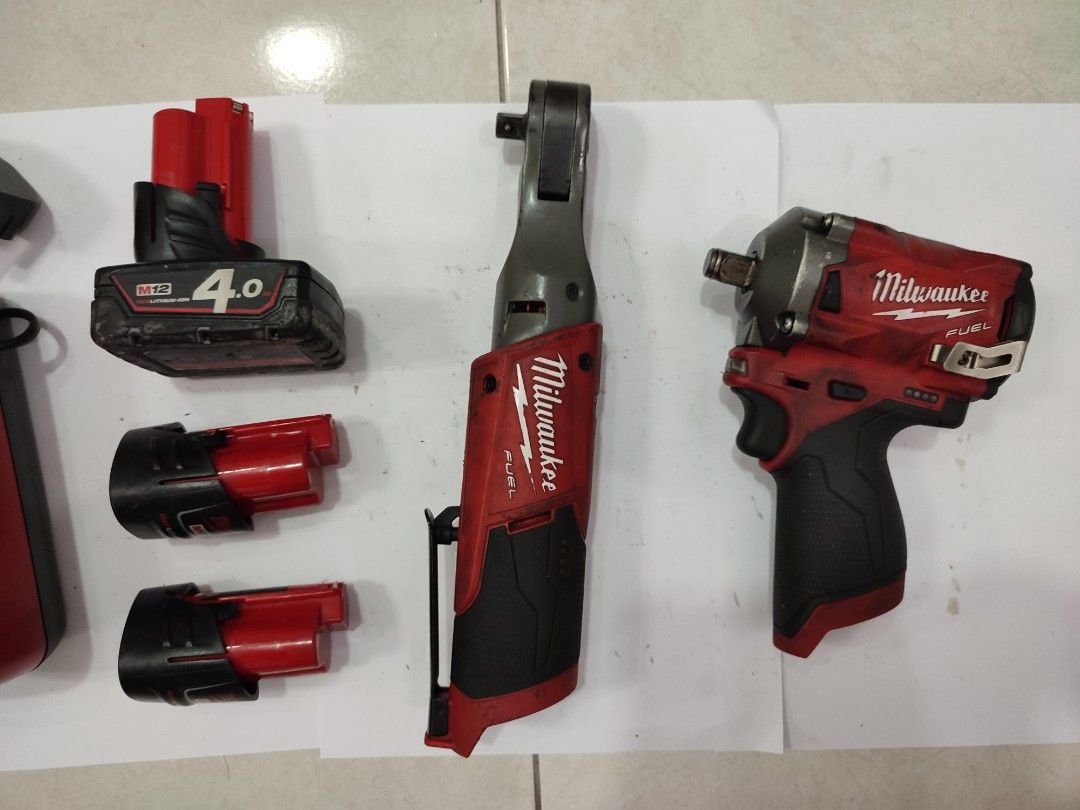 MILWAUKEE M12 Impact Wrench & Ratchet Complete Set, Furniture & Home ...