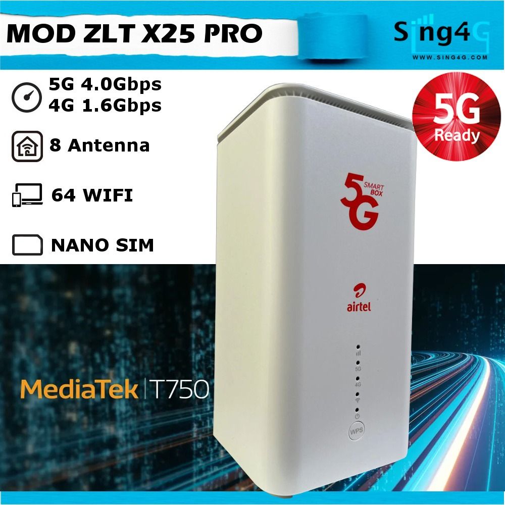 (Modified) ZLT X25 PRO Airtel 5G Router (4Gbps 64WIFI 2LAN)5G HIGH SPEED ROUTER WIFI 6 AX1800 ...