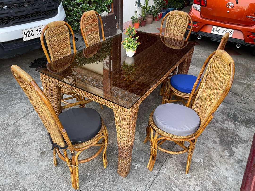 Native Rattan Natural 6-Seater Dining Set, Furniture & Home Living ...