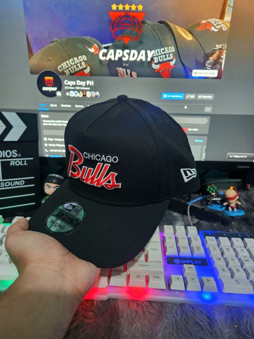 New Era Chicago Bulls NBA Script 9Forty A-Frame Black Snapback Cap, Men ...