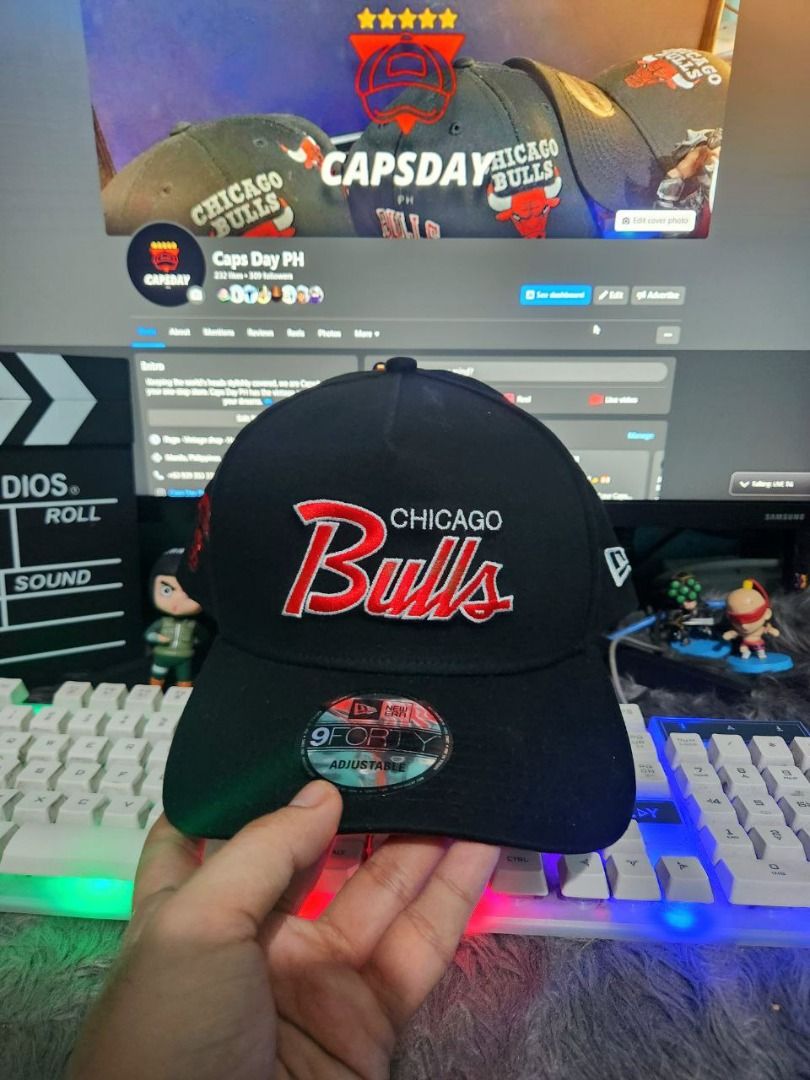 New Era Chicago Bulls NBA Script 9Forty A-Frame Black Snapback Cap, Men ...