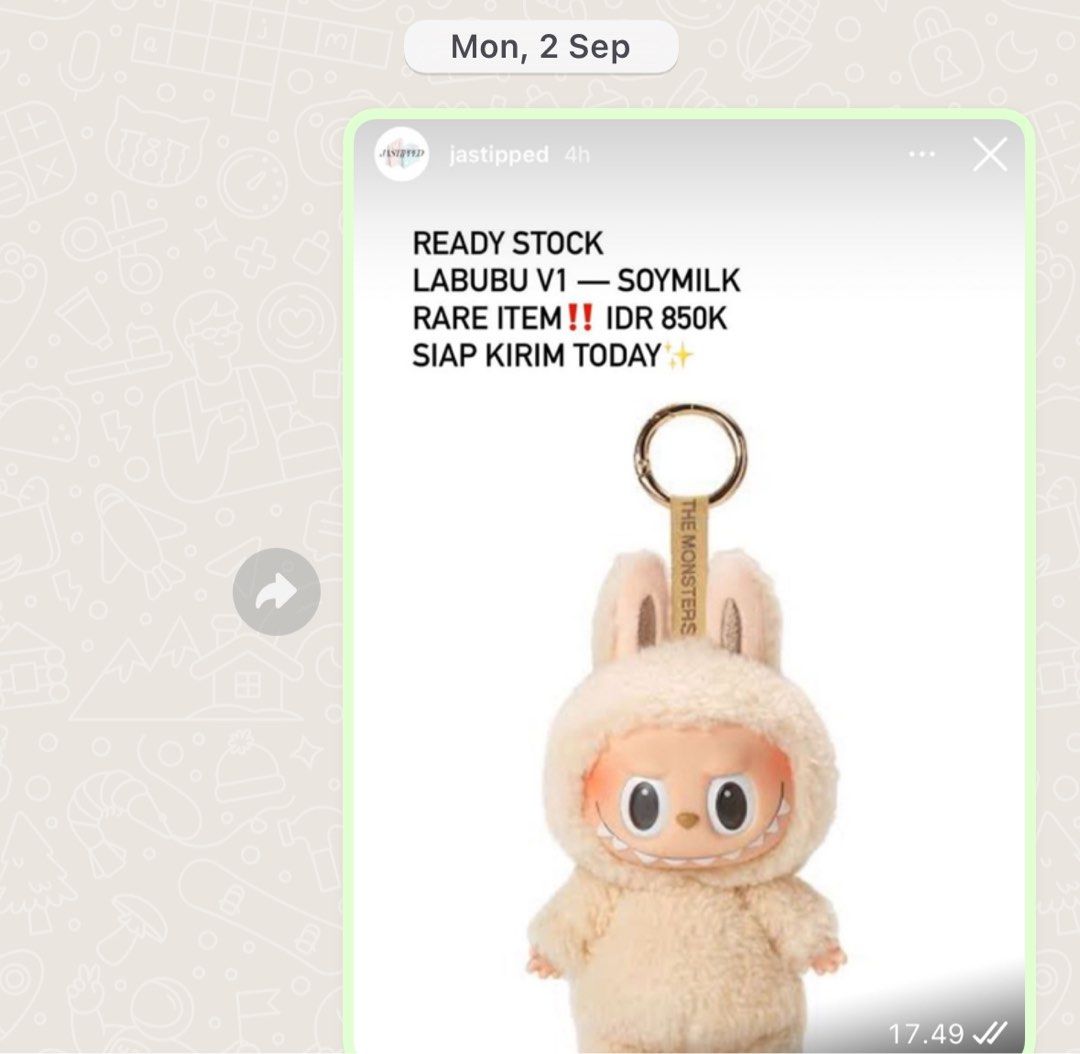 original labubu soy milk, Toys & Collectibles, Mainan di Carousell