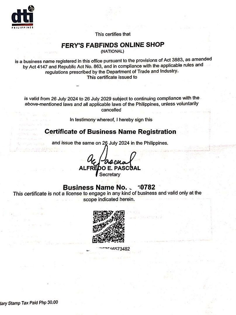 Our Dti Certificate Announcements On Carousell