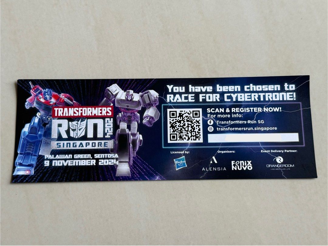 Transformers Run Ticket (any category) on 9 Nov 2024 (Sat), Tickets ...