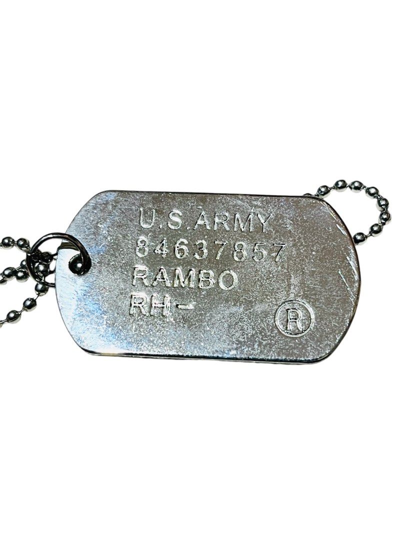VINTAGE STYLE US ARMY MILITARY RAMBO PENDANT STAMPED NECKLACE, Men's ...