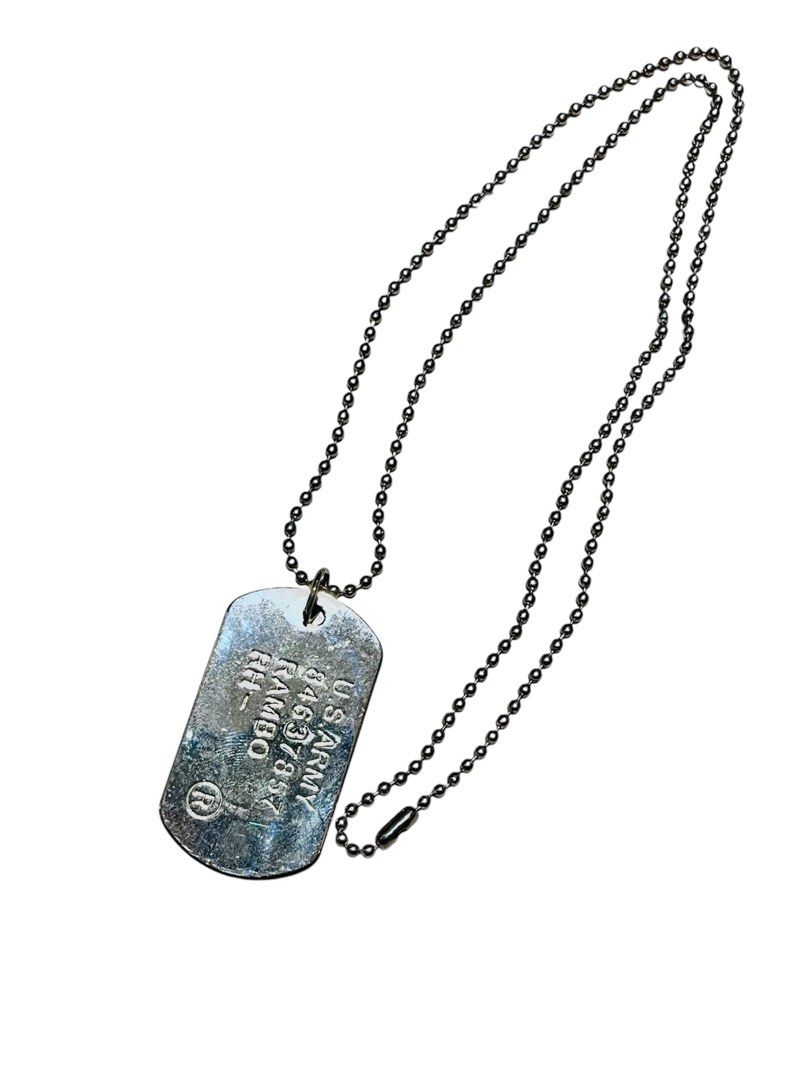 VINTAGE STYLE US ARMY MILITARY RAMBO PENDANT STAMPED NECKLACE, Men's ...
