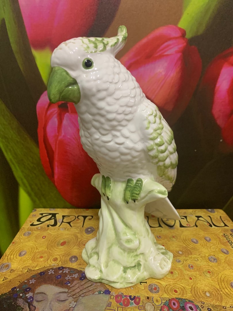 A Beautiful Large Italian Ceramic Cockatoo / Parrot Vintage Hand ...