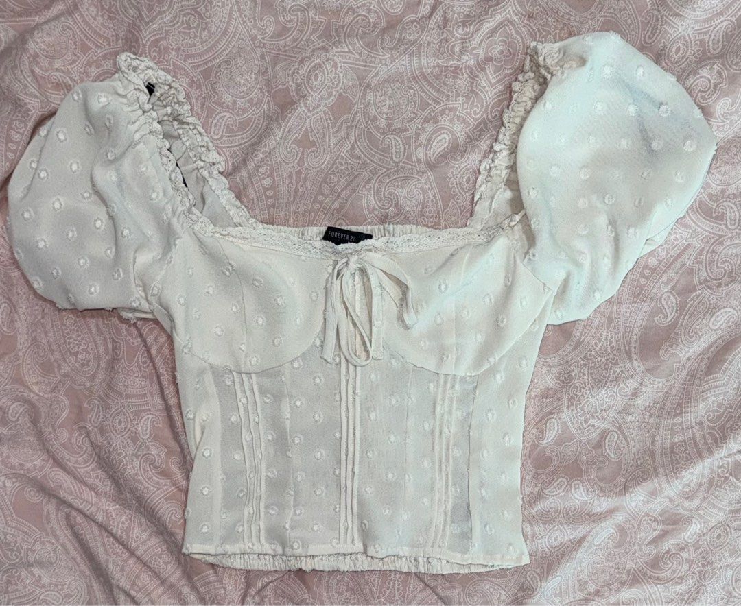 coquette/cottagecore puff sleeved blouse, Women's Fashion, Tops ...