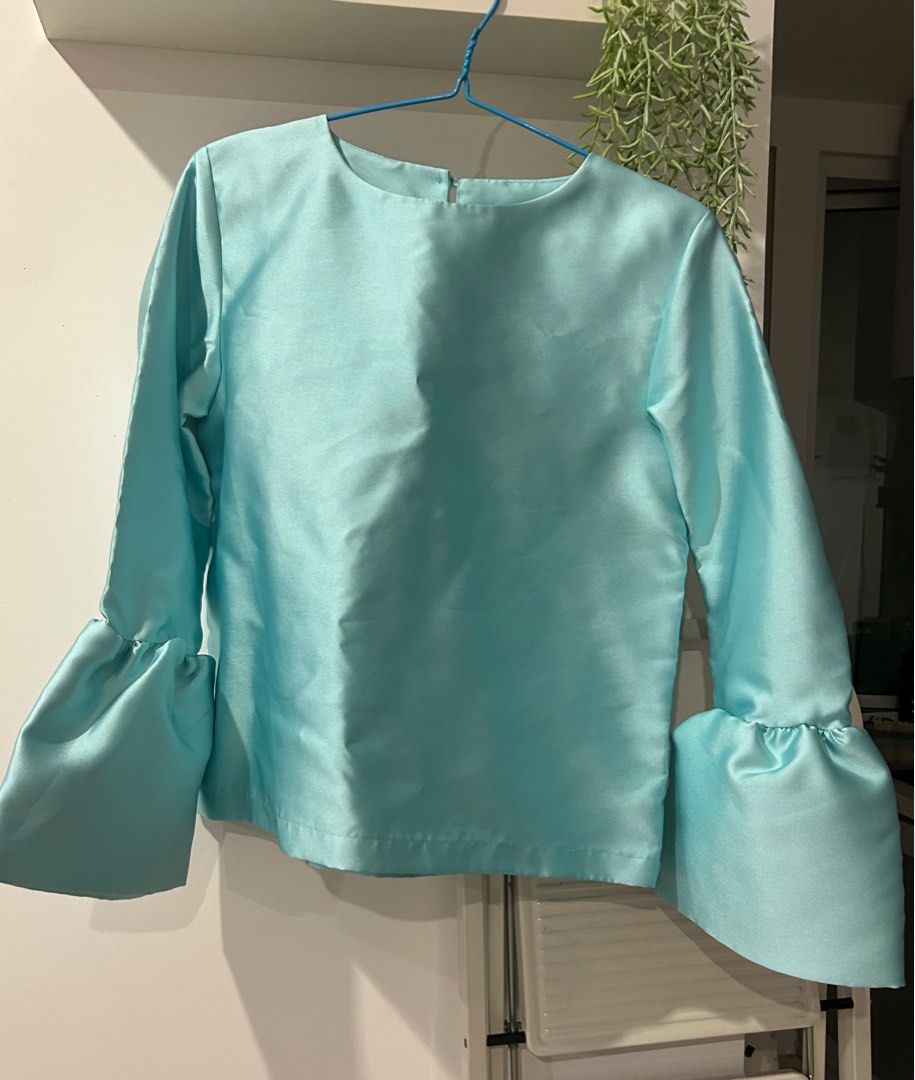 Deborah Henry x Fashion Valet Turquoise Drama Sleeve Blouse, Women's Fashion, Tops, Blouses on ...