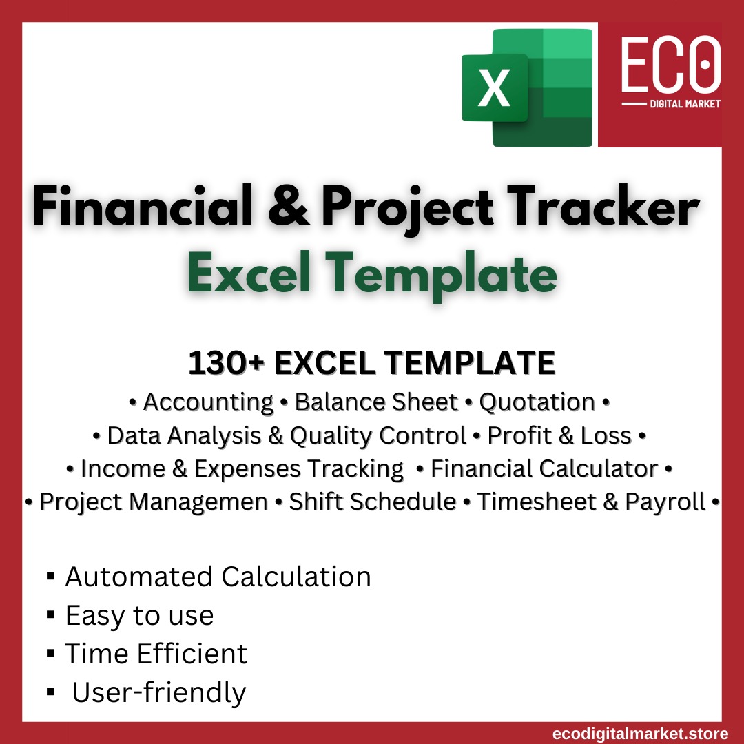 Financial and Project Tracker | Excel Template | Automated Template ...