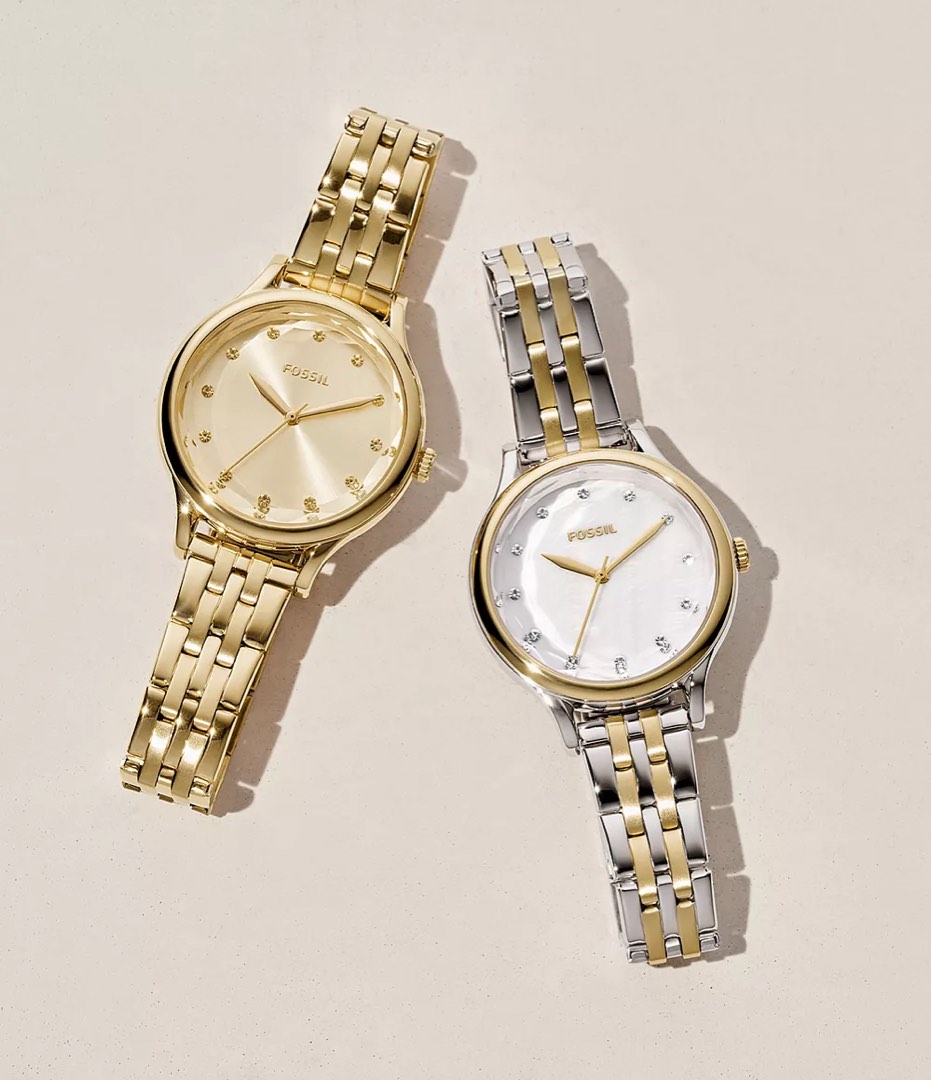 Fossil Laney Three-Hand Two-Tone Stainless Steel Watch, Women's Fashion ...